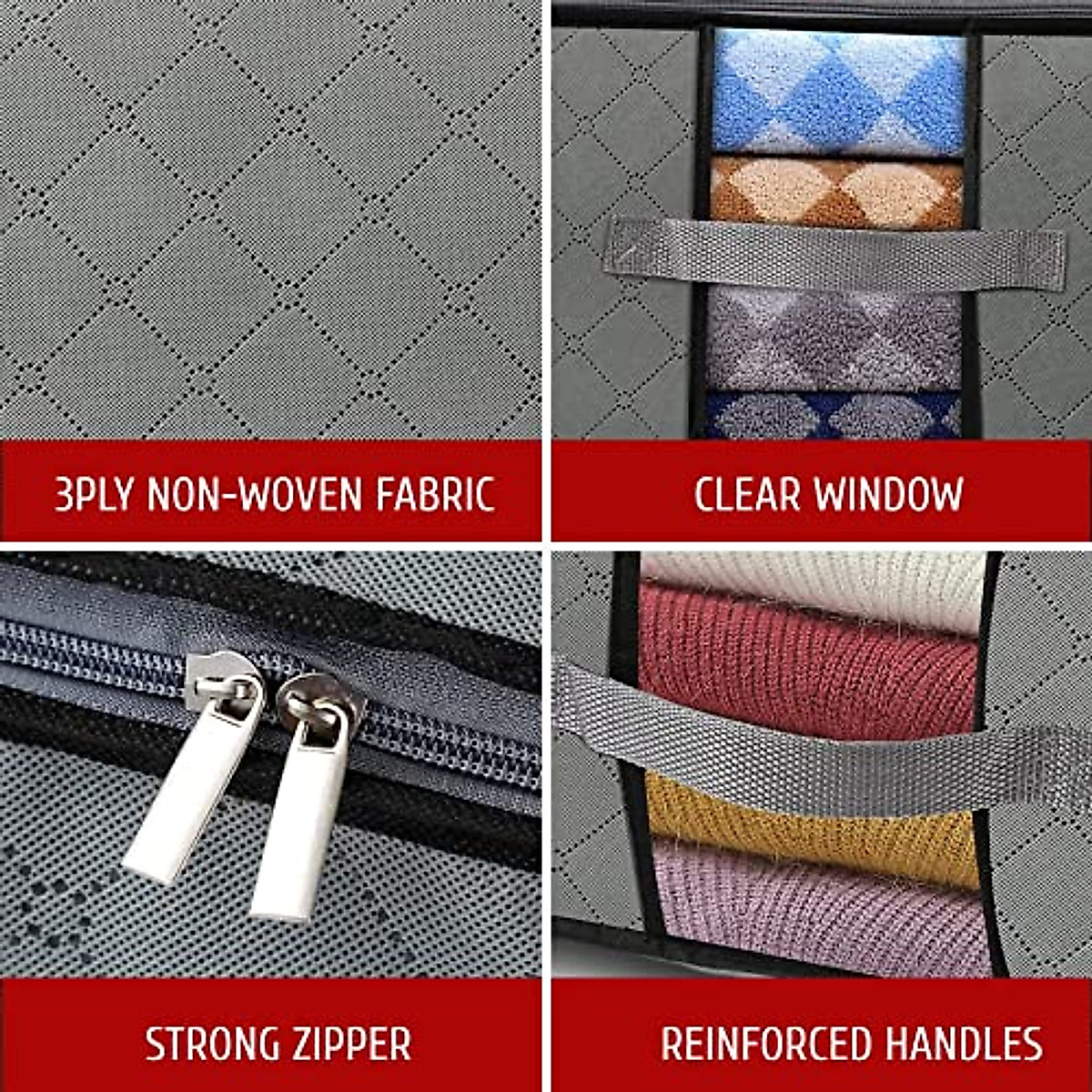 CROWN Under Bed Storage Bags (2 Pack) 8" Height| 90L, 38"x17" Clothes Organizer | Underbed Storage | Blanket Storage | Under the Bed Storage | Bedroom Organization Storage | Underbed Storage Container