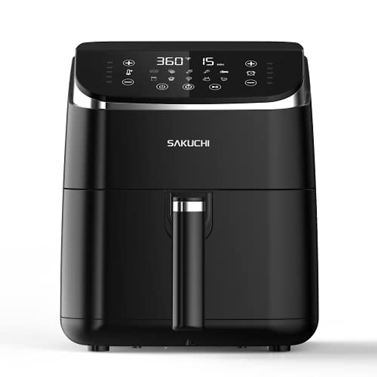 Sakuchi Air Fryer 5.8Qt Large Air Fryers, 10-in-1 Digital Air Fryer Hot Oven Cooker, LED Touch Screen, Non-Stick Tray Basket, Auto Shut-Off, Pot Dishwasher Safe, 1500W (Black)