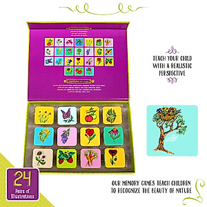 Upbounders Little Likes Kids - Sweetgrass Head Basket - Memory Montessori Games for Toddlers Kids, 24 Matching Flower Card Pairs, Preschool Garden Toy, Ages 3-5