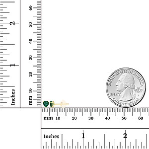 14K Yellow Gold Plated Sterling Silver 4mm Heart Created Green Emerald May Birthstone Genuine Stud Earrings For Women