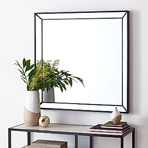 Safavieh Home Collection Presea Black 36-inch Square Decorative Accent Wall Mirror for Bedroom Living Room Bathroom Entryway