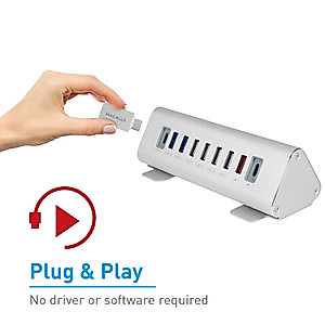 Macally Aluminum 4-Port USB 3.0 Hub with SuperSpeed USB 3.0 Ports and Backwards Compatible with USB 2.0 for Apple Macbook Pro / Air, Mac OS X, Microsoft Surface, ChromeBook, Mac OS X & Windows PC (U3HUBA)