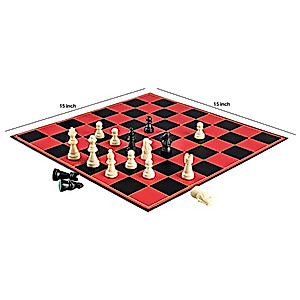 Point Games Classic Chess Board Game - 15 Inch Super Durable Folding Board - Portable Beginner Travel Chess Set for Adults and Kids