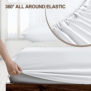 FreshCulture Twin Fitted Sheet - Hotel Quality - Ultra Soft & Breathable - Brushed Microfiber - Deep Pocket - Cooling Fitted Sheet for Twin Size Bed (White)