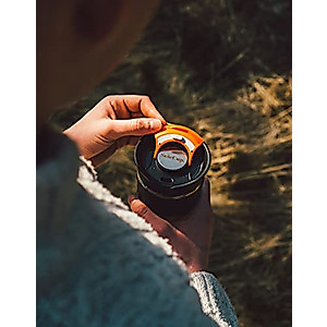 SoleCup. Large Travel Mug Loose Tea Infuser - Detachable Tea Strainer with Spill Proof Lid - 18oz/530ml BPA-Free Reusable Glass Travel Coffee Cup with Silicone Band (Black)