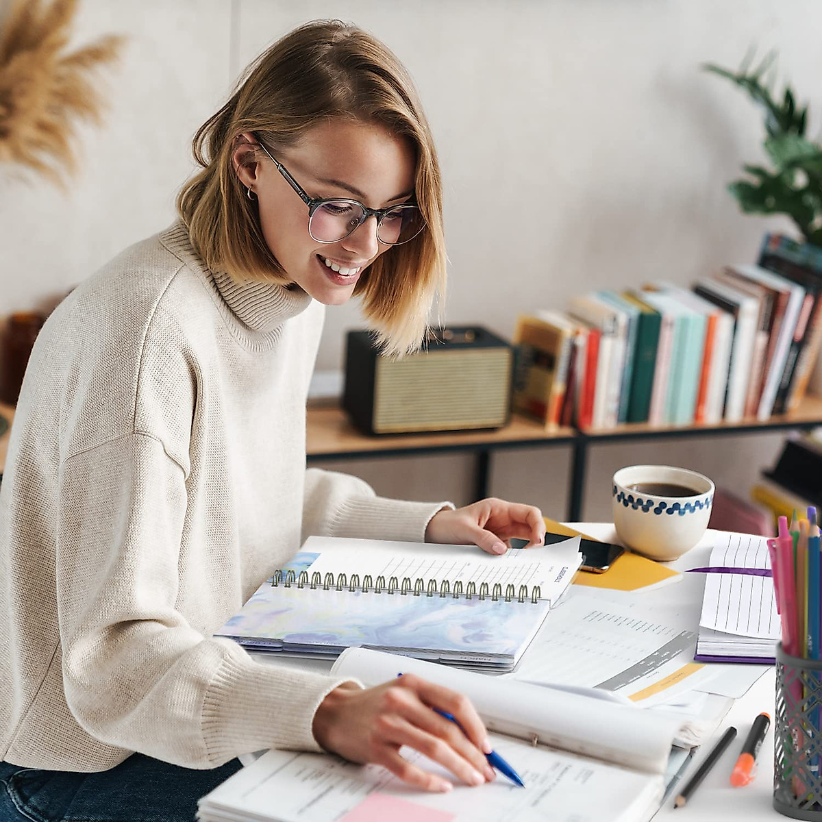 Arteza Academic Planner Bundle, Includes 9 x 7 Inches Planner, 6 x 8 Inches Lined Journal, and 2 Sticker Sheets, Office Supplies and College Essentials for Scheduling and Staying Organized