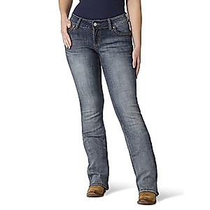 Wrangler Women's Retro Sadie Low Rise Stretch Boot Cut Jean, Medium Blue, 11-32