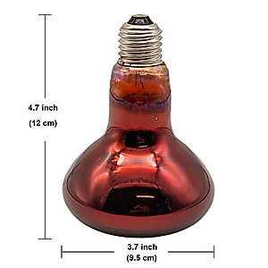 Fengrun Infrared Heat Lamp 100 watt Red Hard Glass Waterproof Explosion-Proof Light Bulb for Chicken Pig Farm Pets Physiotherapy Bathroom in Winter(100w,120V)