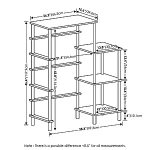 Furinno Turn-N-Tube Toolless Kitchen Storage Shelf Tall, French Oak Grey/Black, Fridge Space