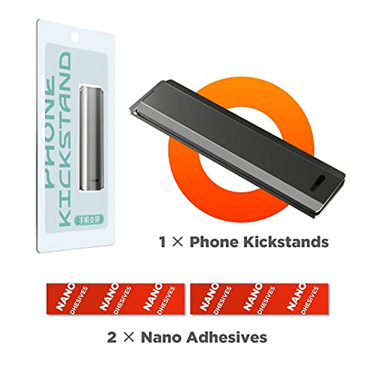 Iokmax for Phone Kickstand Attachment ,Cell Phone Kickstand Attachable Stick On Phone Kickstand Holder , Flat Kickstand for iPhone, Samsung ,LG, Sony, HTC and More,Black