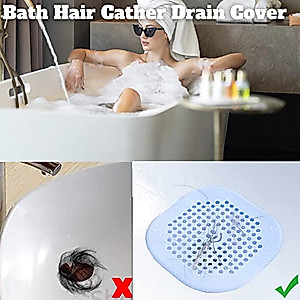 4 PCS Shower Drain Hair Catcher with Large Sucker - Upgrade Smile Face Design, Large Square Silicone Shower Drain Cover Suit for Bathtub, Bathroom, Sink, Tub, and Kitchen (Black&White&Pink&Blue)
