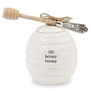 Mud Pie Honey Pot Serving Set, 4x3, White