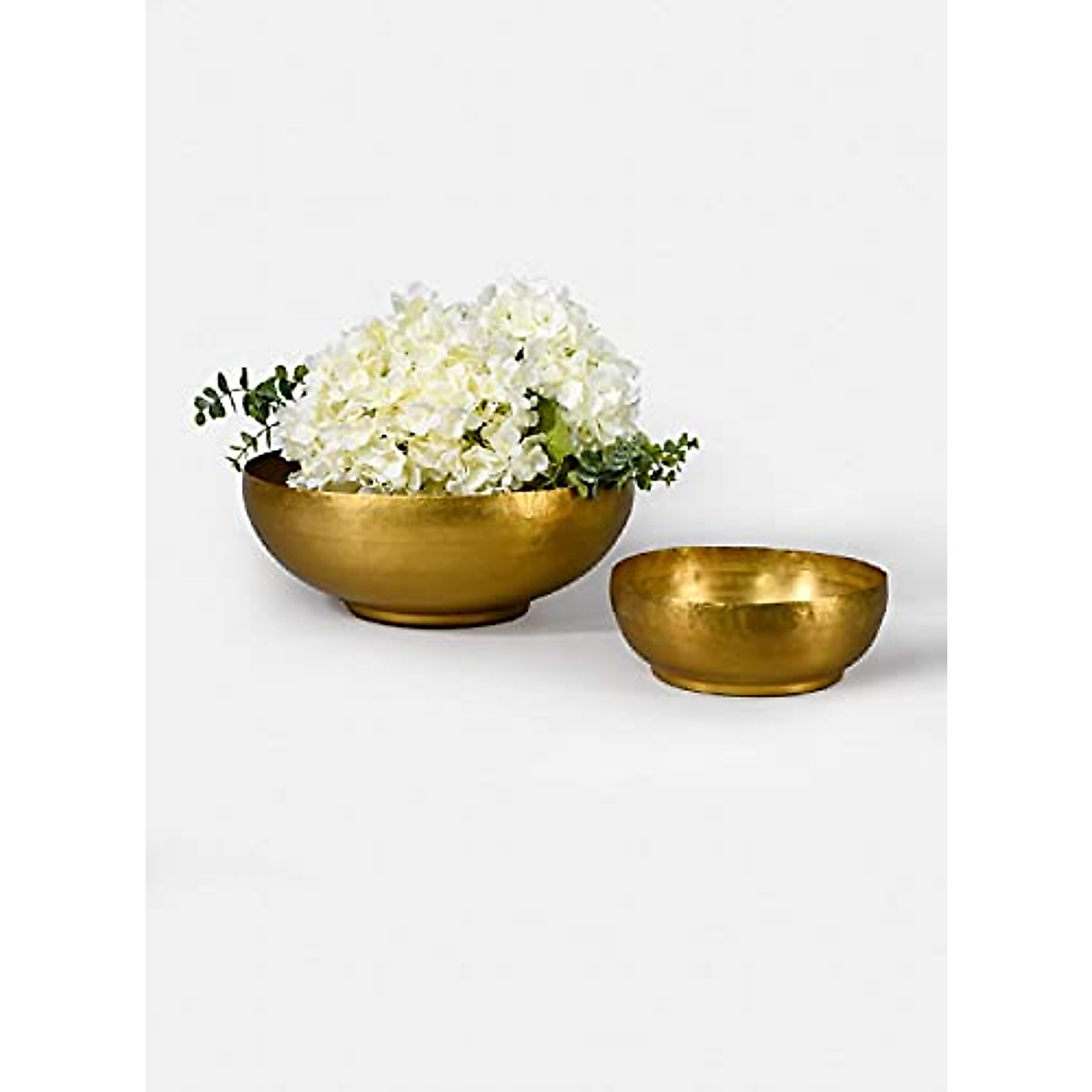 Serene Spaces Living Antique Brass Decorative Bowl, Use as Metal Fruit Bowl, for Floating Candles, Flowers, Potpourri, Catchall for Entryway, Dining Table, Home Décor, 2.75" Tall & 7.5" Diameter