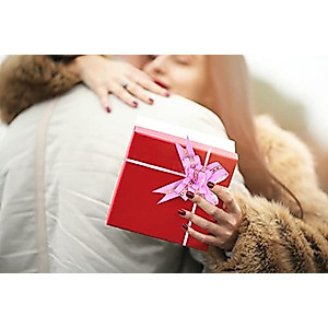 60 Pieces Large Pull Bows for Gift Wrapping, Birthday Gift Wrap Ribbon Pull Bows for Gift Basket Red Pink Heart Bows Ribbon Pull Bows for Birthday Presents, Wedding Baskets, Christmas Decoration