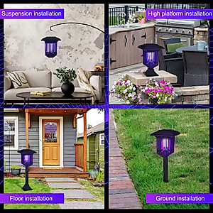 Solar Bug Zapper Outdoor UV Mosquito Killer Black Fly Repellent Light Waterproof Pest Control Insect Fly Trap LED Insecticidal Lamp Hang or Stake in The Ground for Indoor Home Garden(4 Pack)