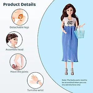 Pregnant Doll with Baby in Tummy, Family Dolls Set, Educational Welcome Baby Toys with 10 Family Members