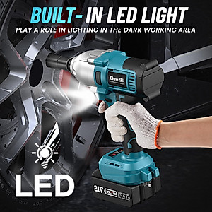 Seesii Cordless Electric Impact Wrench 1/2 inch for Car Home, 665Ft-lbs(900N.m) Brushless, 3300RPM High Torque Gun w/ 2x 4.0Ah Battery,Charger & 6 Sockets, WH710