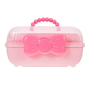 JOINPAYA On-The-go Girl Makeup Box, Hard Plastic Makeup Organizer Box, Two-Layer Art Crafts Case Sewing Supplies Organizer Pink