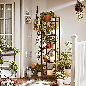 VASAGLE Bookshelf, Bookcase, 5-Tier Storage Shlef Rack with Steel Frame, for Living Room, Office, Study, Hallway, Industrial Style, Rustic Brown and Black ULLS100B01