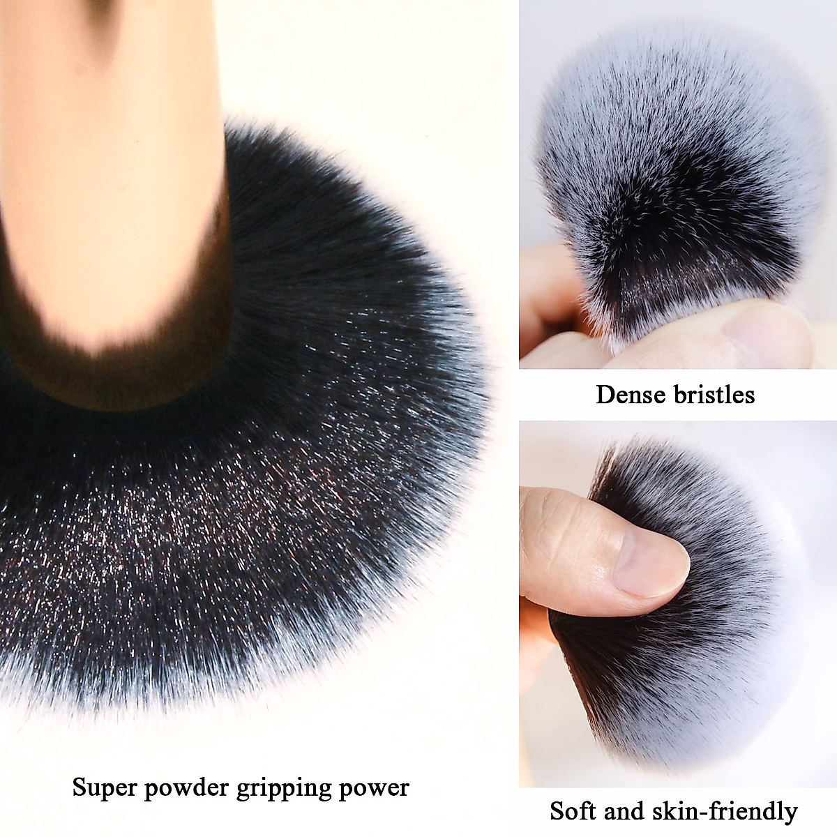 Makeup Brushes Banidy Powder Foundation Brush Flawless Powder Brush Set with Highlighter Brush Blush Brush with Wooden Handle Perfect for Blending, Buffing Liquid, Powder, Foundation, Cream, Concealer