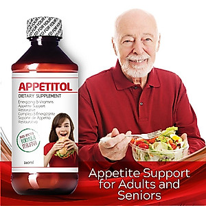 Appetitol Appetite-Weight Gain. Natural Appetite and Weight Gain Stimulant for Underweight Children Fortified with Vitamins B1,B2,B3,B5,B6,B12,Folic Acid , Iron, Zinc, Flax Seed Oil. ( 8 Fl Oz)