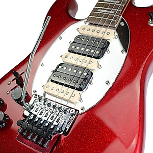 Sawtooth 6 String ES Hybrid Electric Guitar Designed by Michael Angelo Batio w Gig Bag and Accessories, Left-Handed Blood Red Sparkle (ST LH FL-BRS-KIT)