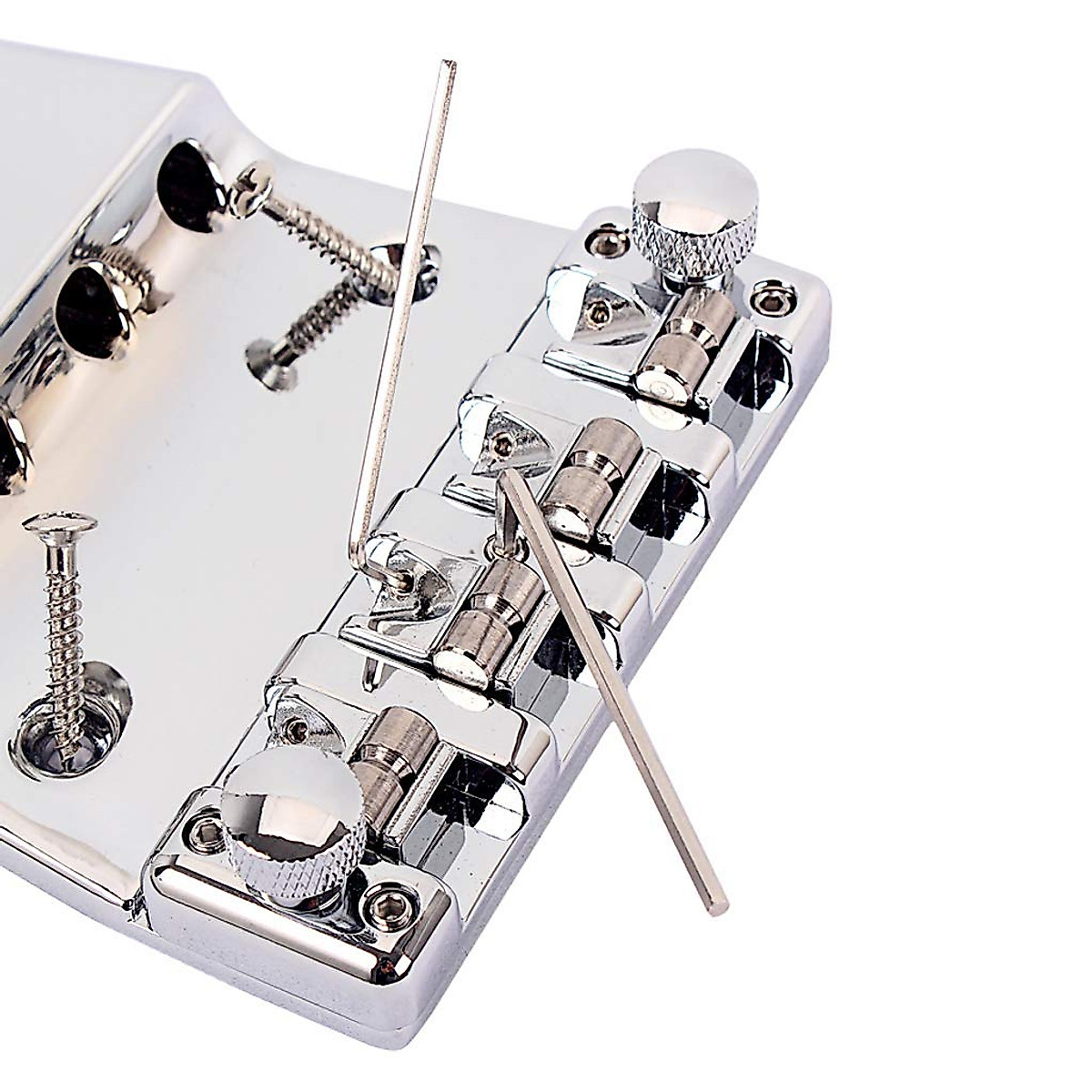 Fixed Metal Bass Guitar Bridge 4 String with Tool Set Hardtail Saddle Bridge for Rickenbacker Guitar parts