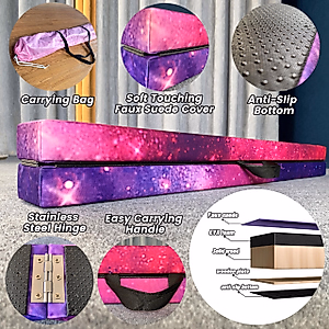 FC FUNCHEER 8FT Folding Balance Beam -Gymnastics Floor Beam - Gymnastics Equipment- Anti-Slip Bottom - Suede Cover - Carry Bag for Kids/Adults Home & Gym Center