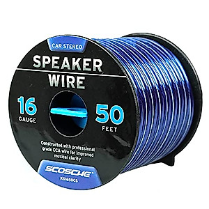 Scosche 50-Feet 16-Gauge Speaker Wire-Blue