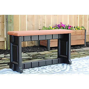 Leisure Accents Bench, Redwood Top with Black Sides, 1 Pack - Proudly Made in The USA, Click and Lock Hardware-Free Assembly, Durable and Stylish Outdoor Seating