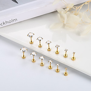 FASACCO 20G Flat Back Cartilage Earrings Hoop Stud Helix Earrings 14K Gold Plated Mini Small Hoop Earrings Flatback Stud Earrings