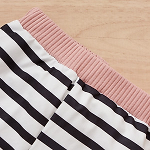 Thorn Tree Newborn Baby Girls Clothes Cotton Suit Cute Baby Kid Infant Toddler Play Wear Fall Winter Rainbow Outfits (Pink Rainbow & Strip Pants, 9-12 Months)