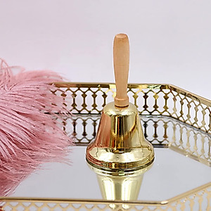 2 Pcs Hand Call Bells Loud Hand Bells Metal Signal Ringing Bell Christmas Santa Bells with Handle for Service Dinner School Classroom Game Pets Wedding Party Animals, Brass Gold & Red