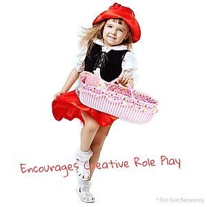 June Garden Cozy Dream Doll Bassinet - Baby Doll Portable Carrier - Fits for American Girl Dolls up to 14" - Soft Pillow & Safety Buckle Included