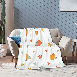 Throw Blanket 50x60 Inch,Bird Texture Cute Flannel Soft Cozy Fluffy Throw Blankets and Warm Throws for Adults in Couch Sofa Bed 60x50 Inch