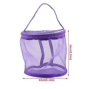 Knitting Bag for Yarn Storage, Oxford Cloth Woven Crocheting Organizer Holder Hollow Mesh Cylinder Crochet Wool Small Accessories Container Tool (Purple)