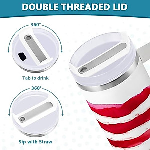 ODAWA Large Travel Insulated Tumblers with Lid and Straw, Usa Flag Double Wall Insulated Tumbler
