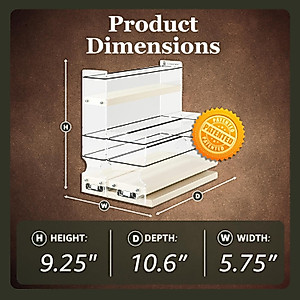 Vertical Spice Combo Spice Rack Drawer - Pull Out Pantry Organizers and Storage - Kitchen Cabinet Organizer - Seasoning Sliding Caddy - Made in USA (5.75" W x 9.25" H x 10.60" D, Partially Assembled)