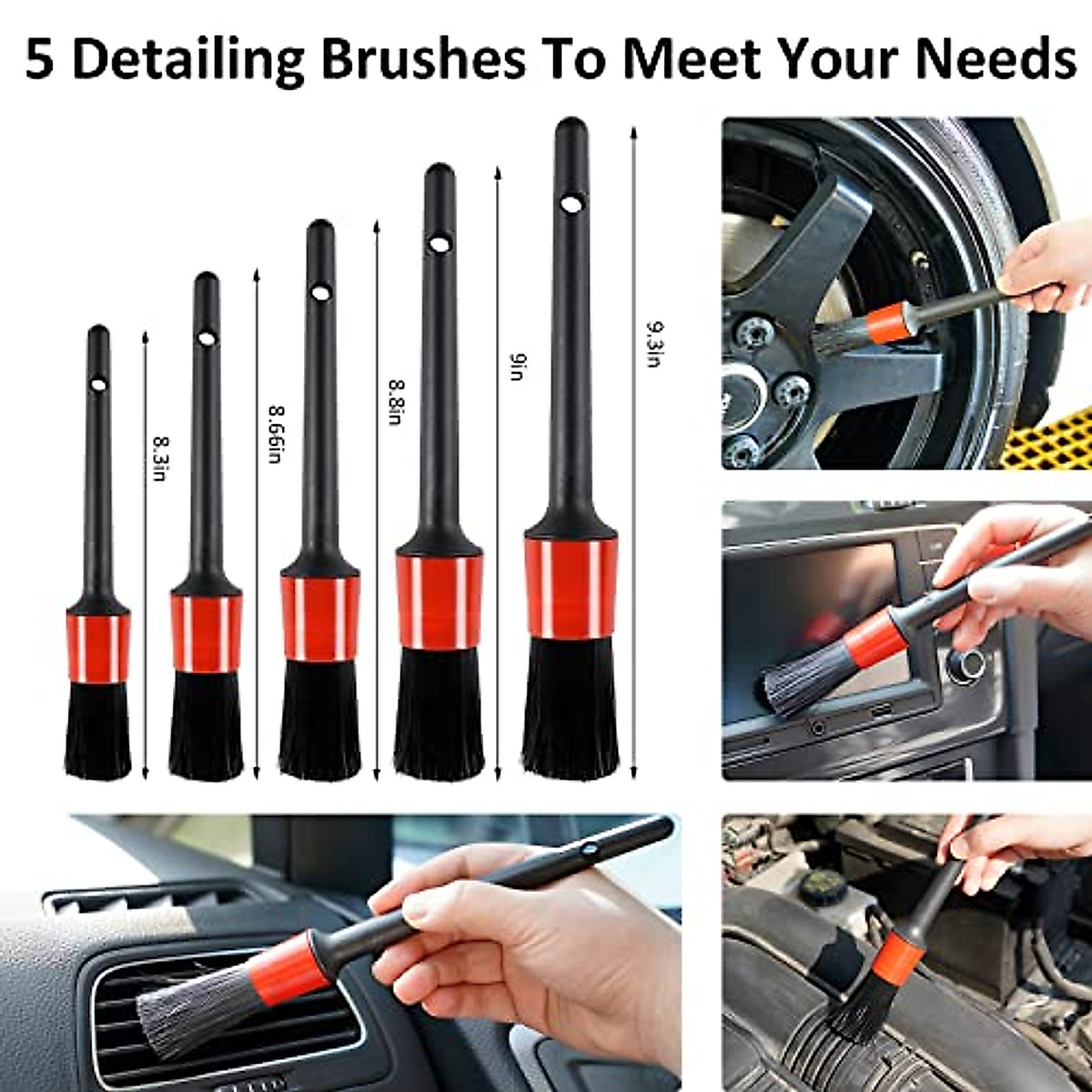 AUTODECO 30Pcs Car Wash Cleaning Kit - Car Care Wash Tools Set Car Detailing Set with Collapsible Bucket Snow Shovel