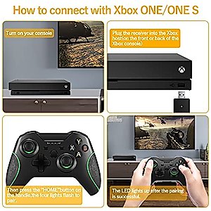 GLOWANT Wireless Controller Replacement for Xbox One Controller,2.4G Wireless Gamepad Joystick with Dual Vibration and Built-in 500mAh Rechargeable Battery Compatible with Xbox one(BL)