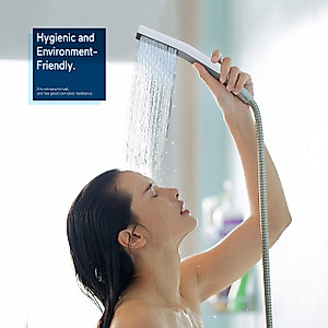 Shower Head with Handheld, MUFECO 8'' All Metal Rain Shower Head High Pressure Dual Square Shower Head Combo with Adjustable Extension Arm and 3 Spray Settings Anti-leak with Holder/Hose