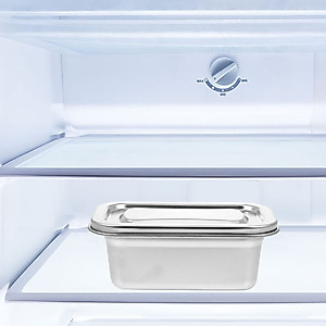 2pcs Reusable Ice Cream Storage Containers with Lids Stainless Steel Food Keeper Freezer Box Insulated Ice Cream Tub for Refrigerator Home Made Ice Cream