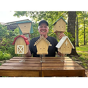 GAW Nature Wood Cabin Style Carpenter Bee Traps for Outdoors, 2 Pack Best Wooden Bee Trap for Outside