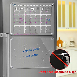 Acrylic Magnetic Dry Erase Board,MOOACE Adhesive Calendar Planner Board for Fridge and Wall Set of 2,Includes 6 Magnetic Markers with 3 Colors,Pen Holder,Clean Cloth and Self Adhesive Wall Hooks
