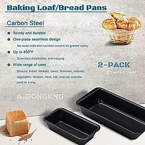 AmDONGKING Baking Loaf Pans, Nonstick Carbon Steel Bread, Cake, Brownies, Pie Pan, Kitchen Bakeware, 2-Pack, 6.1" & 9.5"