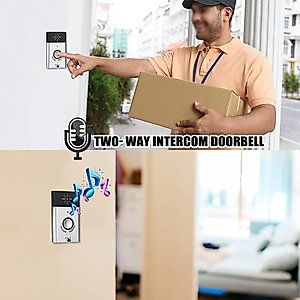 Tosuny Wireless Voice 2Way Intercom Doorbell with Builtin Speaker, Home Security Access Control System with 6 Months Long Standby time, Door Chime