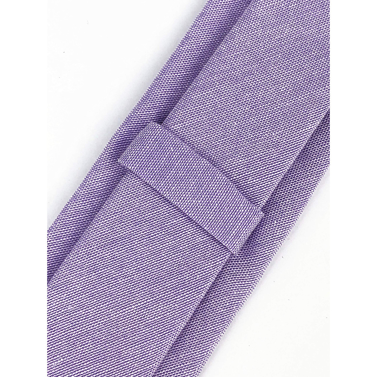 Secdtie Men's Skinny Tie Causal Cotton Solid Color Linen Narrow Slim cut Necktie (One Size, Lavender)