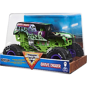Monster Jam Official Grave Digger Monster Truck - Grave Digger Collector 1:24 Scale Die-Cast Vehicle - Chrome Rims and BKT Tread Tires For Use In All Playsets - Collectible For Fans & Birthday Parties