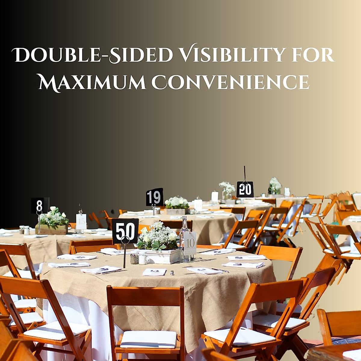 BEZAZZLED Table Numbers 1-100 Acrylic Double Side Numbered Table Plastic Restaurant Wedding Table Number Table Tent Numbers Cards Signs for Party Banquets Wedding Reception, Foodservice Double Side Plastic Table Numbers, 4" x 4" White on Black (100)