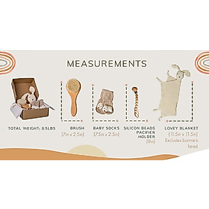 Baby Gift, Baby Baptism Gift, Newborn Baby Gift Set for Boy, Girl or Gender Neutral, Baby Shower with 4 PCS- Brush, Lovey Blanket, Baby Socks and Silicone Pacifier Clip